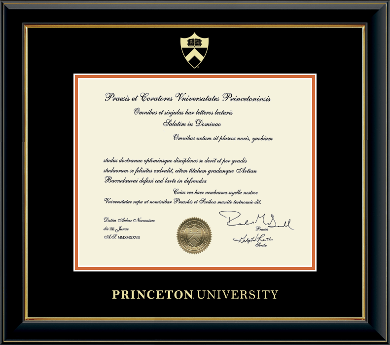 Embossed Onyx Gold Diploma Frame | Princeton University Store